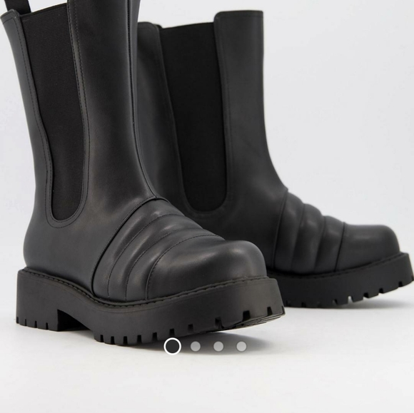 Shoes | Euc Monki Faux Leather Chunky Boot | Poshmark